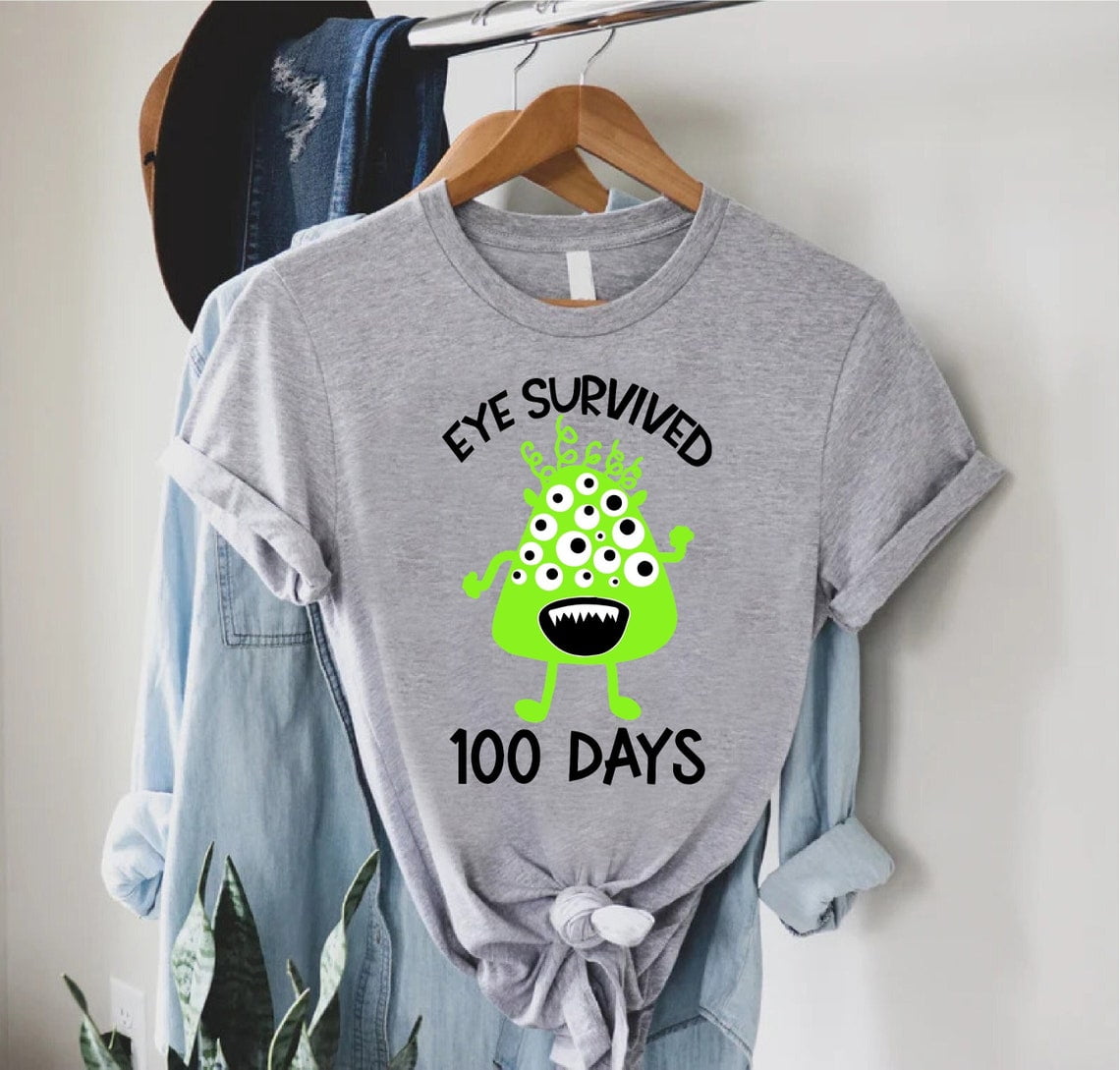 Funny 100 Days Of School Shirt, 100th Day Of School Monster T-Shirt ...
