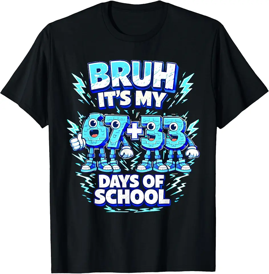 Funny 100 Days School Bruh Brainrot Boy Kids Celebration T-Shirt ...