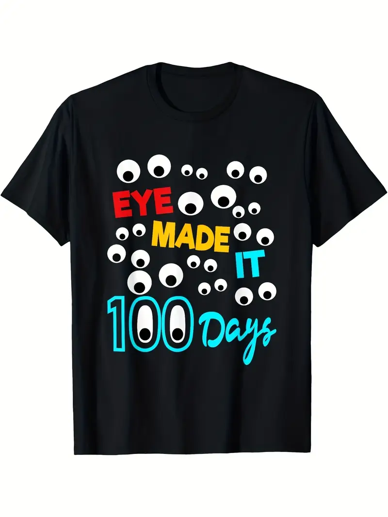 Funny 100 Days School Celebration Googly Eye Pun Unisex Graphic T-Shirt ...