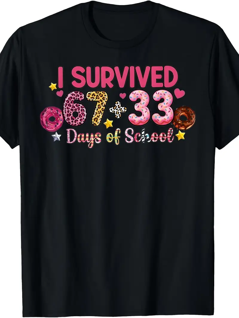 Funny 100 Days School Donut Leopard Print Teacher Graphic T-Shirt ...