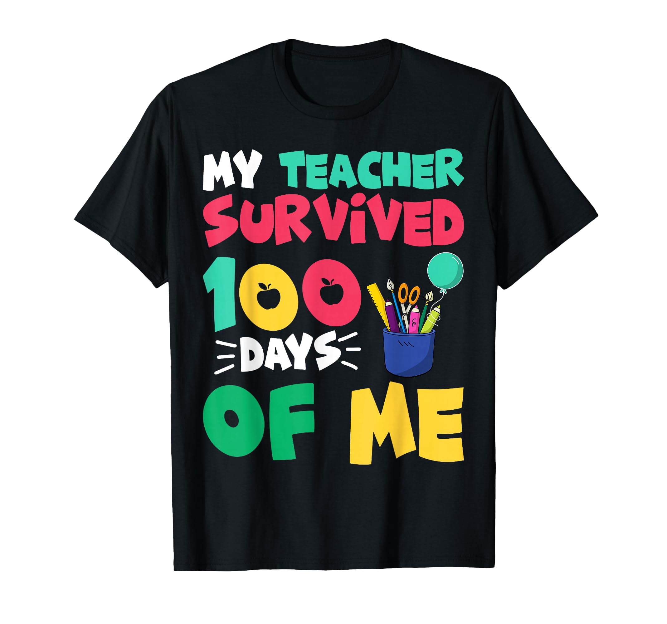 Funny 100 Days of School T-Shirt for Students - Colorful Design with Playful Typography and ...