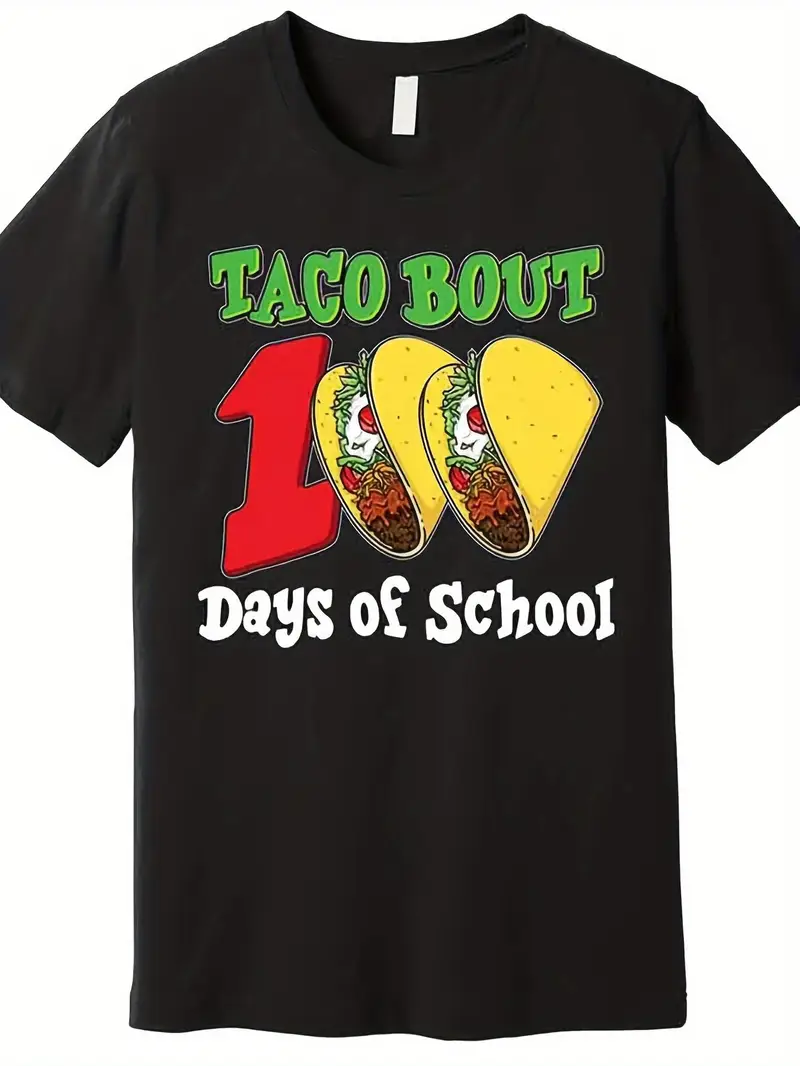 Funny 100 Days of School Taco Graphic Unisex Short Sleeve Tee - Walmart.com