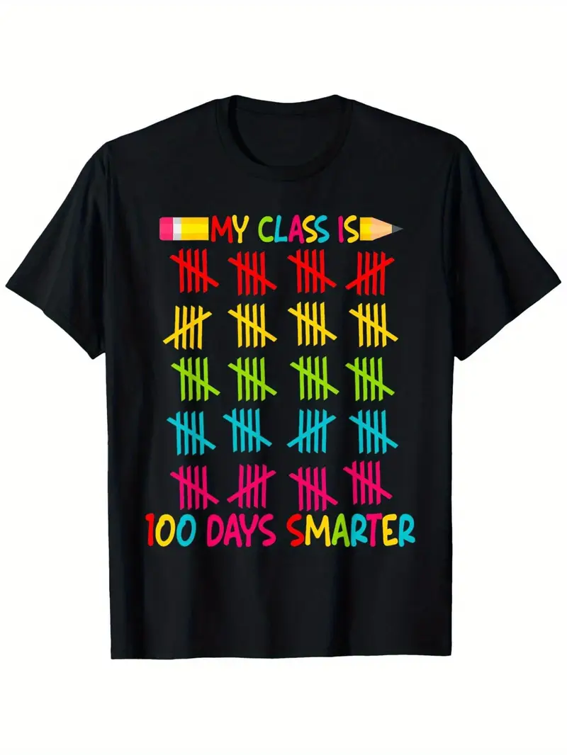 Funny 100th Day of School Tally Mark for Teacher Short Sleeve Cotton T ...