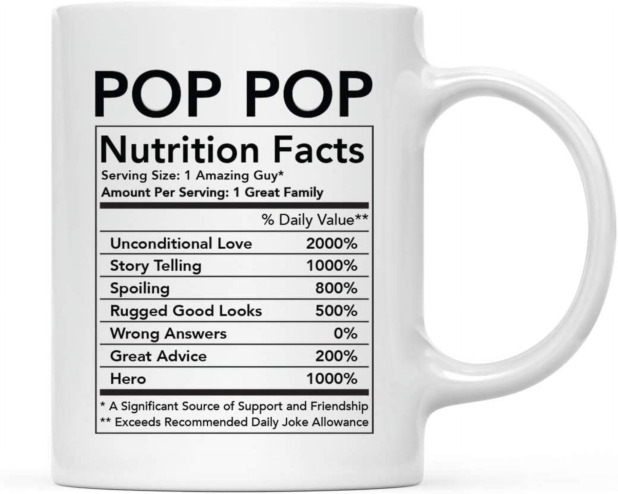 Funny 11oz. Ceramic Coffee Tea Mug Thank You , Pop Pop Nutritional Facts, 1-Pack, Novelty Gag ...