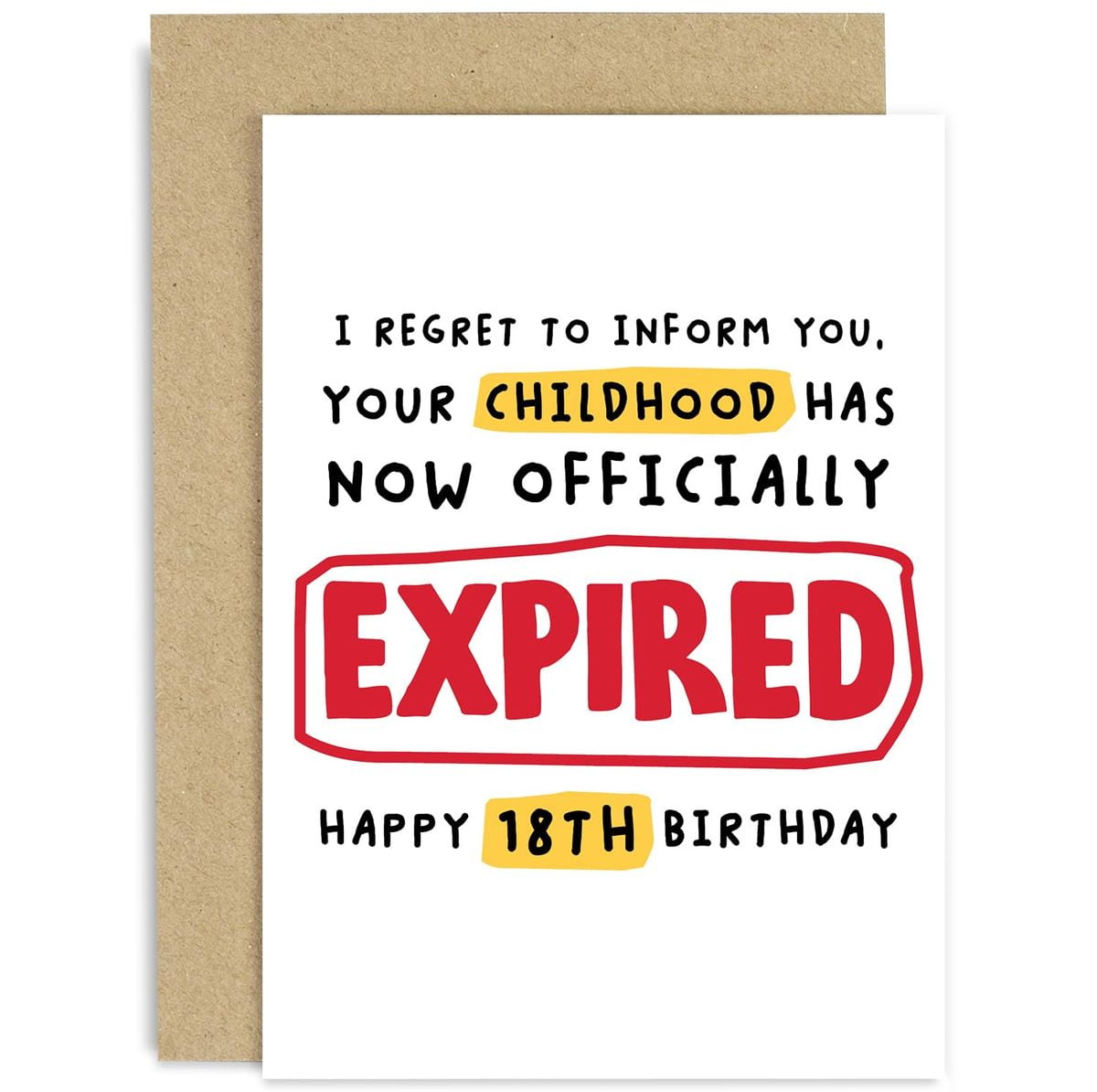 Funny 18th Birthday Card – "Your Childhood Has Expired" Design ...