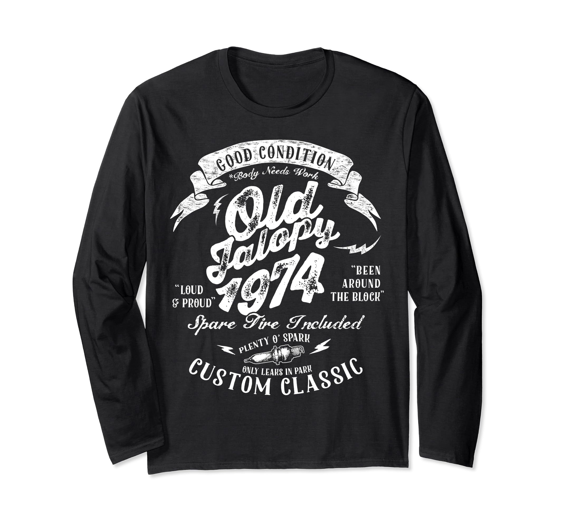 Funny 1974 Old Jalopy Birthday Long Sleeve T-Shirt for Classic Car ...