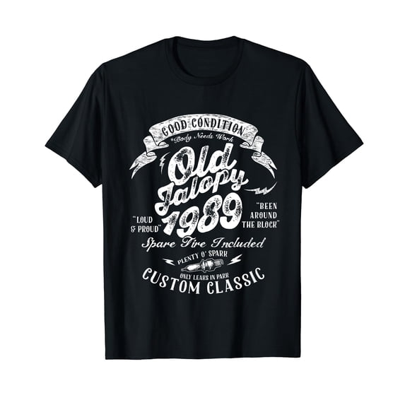 Funny 1989 Old Jalopy Birthday T-Shirt for Men, Celebrate 35th Classic ...