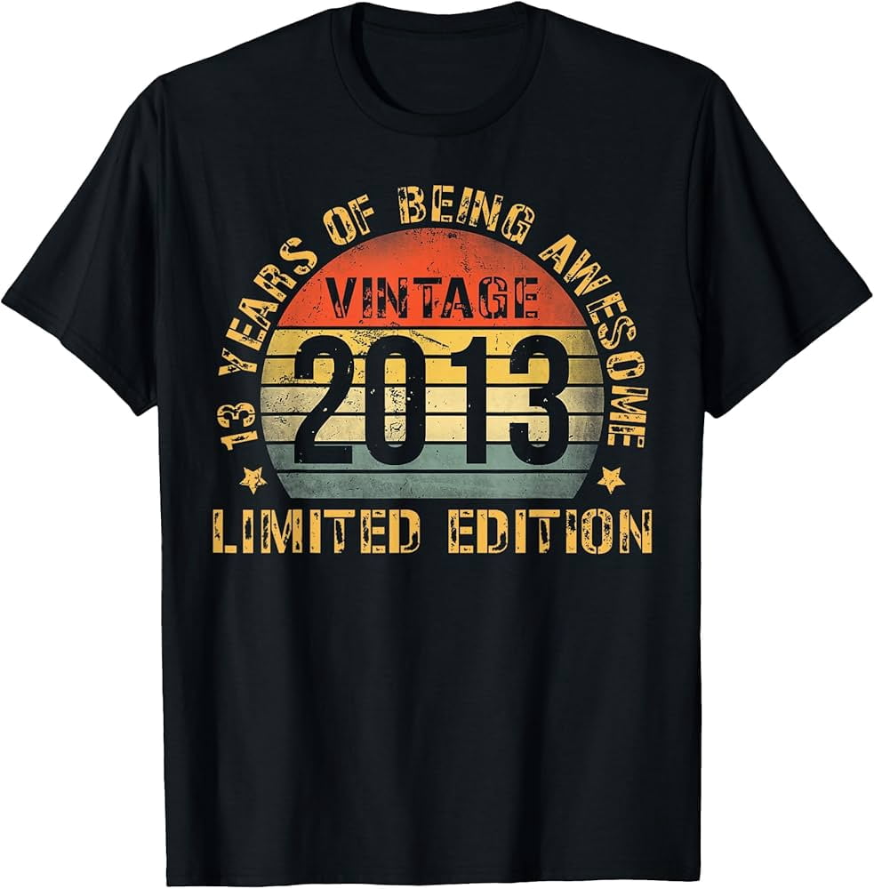 Funny 2013 Retro Gradient Sun T-Shirt for 13th Birthday Celebration ...
