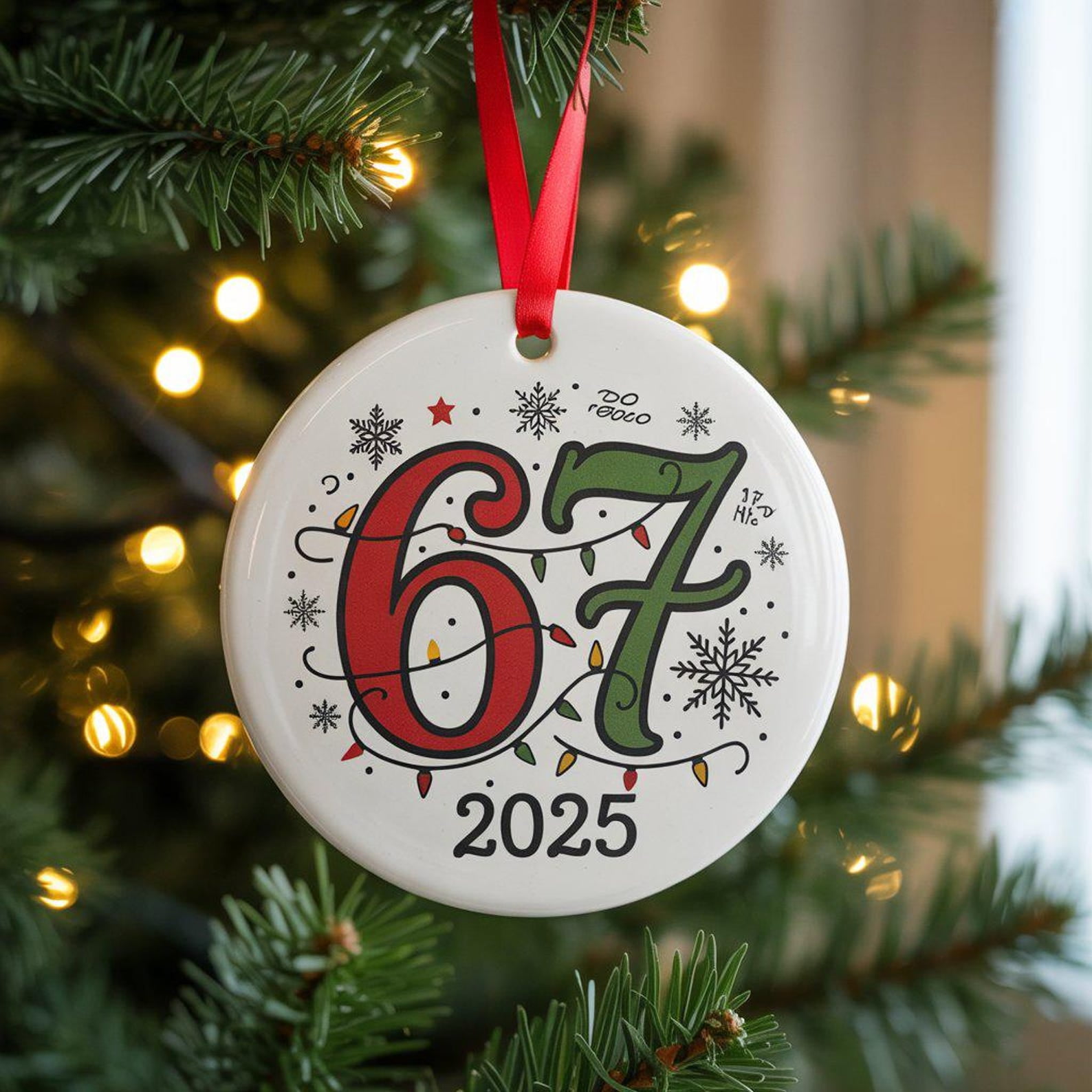 Funny 2025 Brainrot Meme Christmas Ornament - Gen Z & Alpha Gift ...