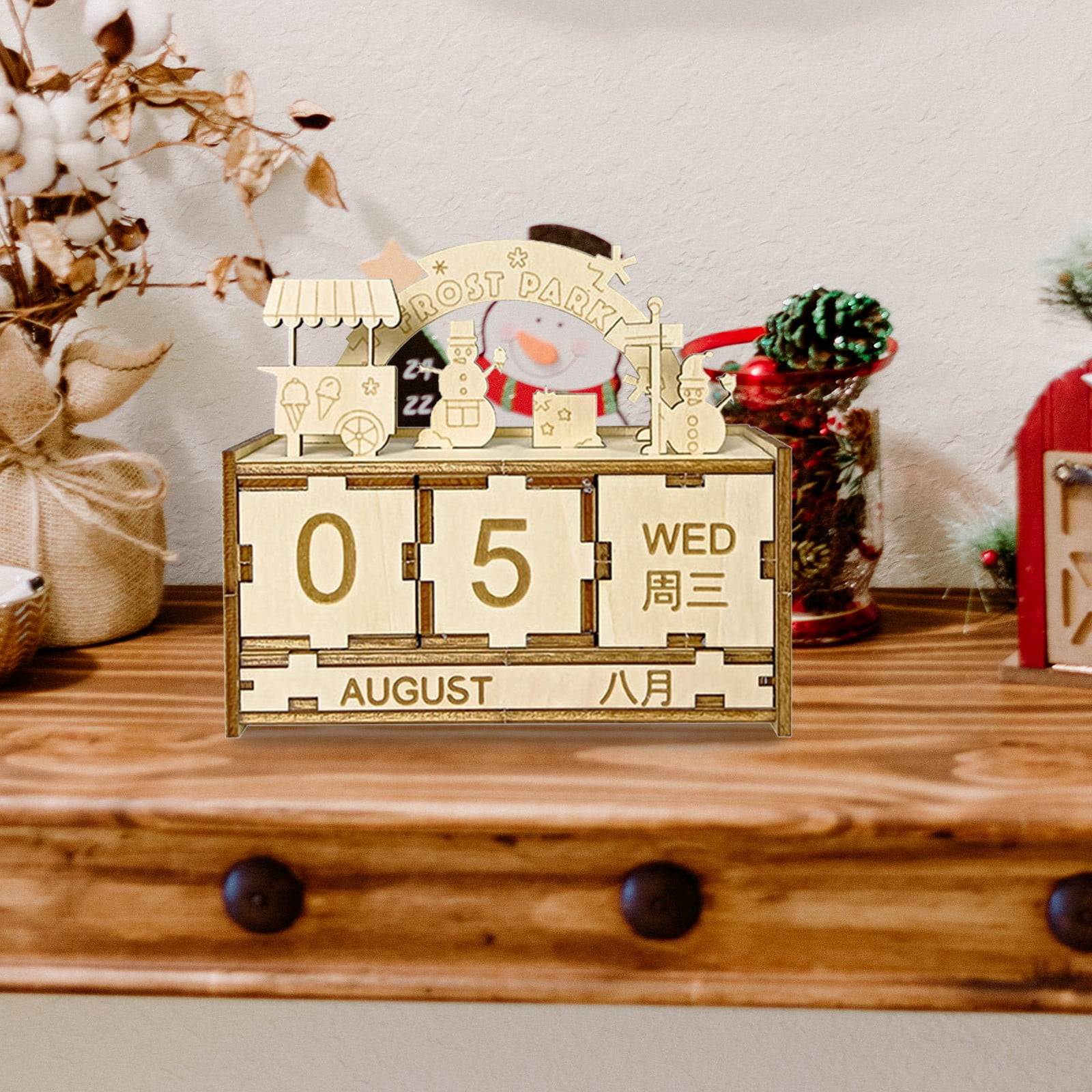 Funny 2025 Calendar Clearance,Desk Calendar Christmas Diy Wooden Three ...
