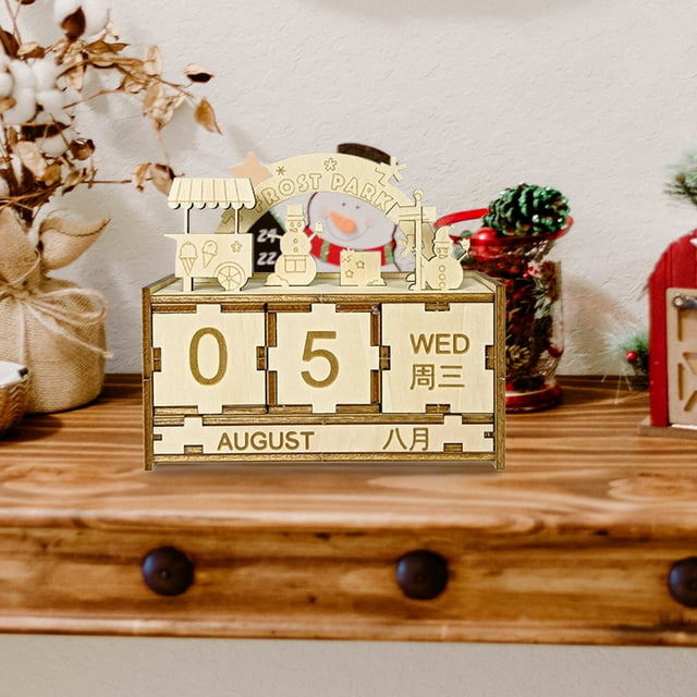 Funny 2025 Calendar Clearance,Desk Calendar Christmas Diy Wooden Three ...