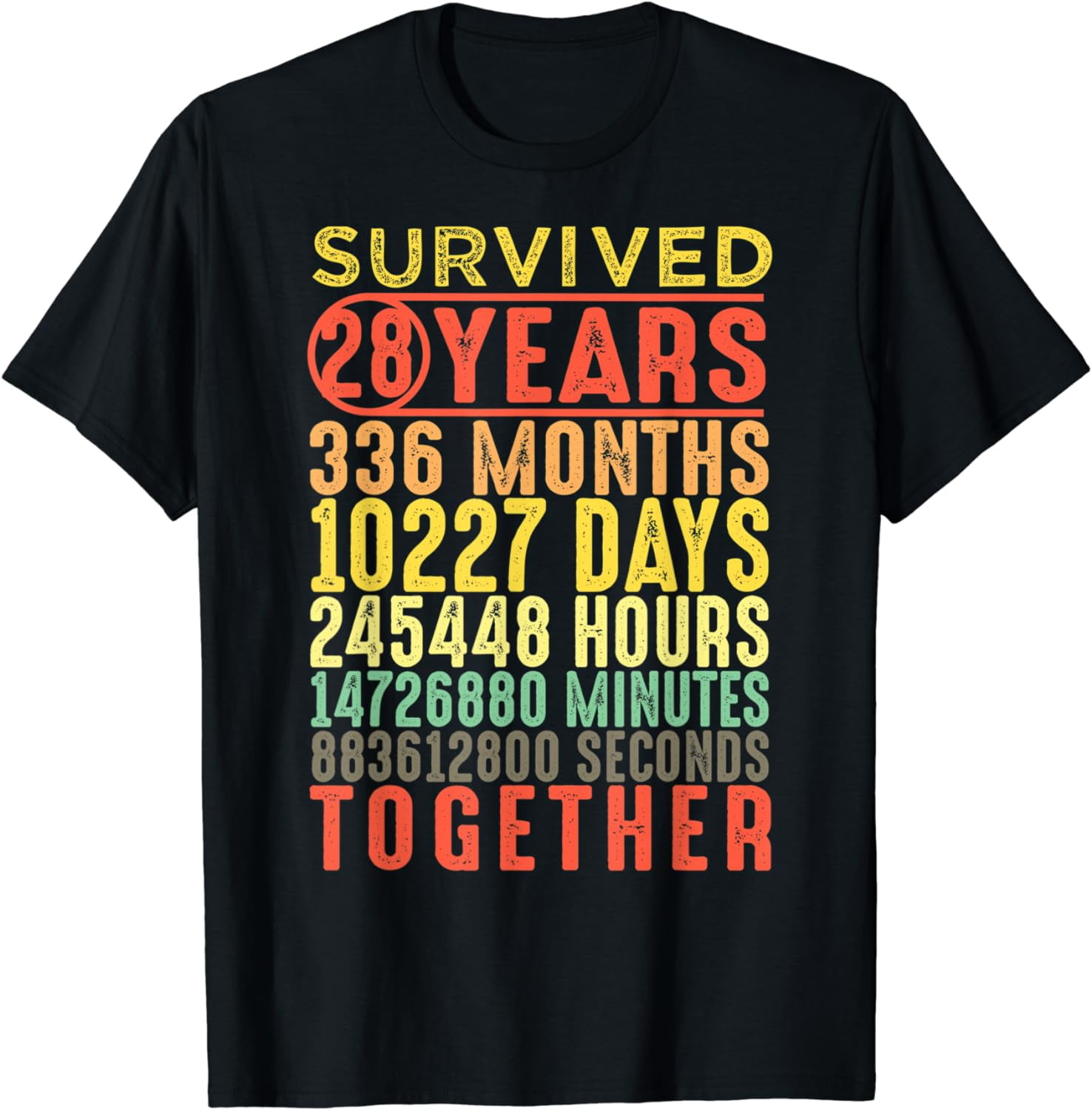 Funny 28th Wedding 28 Years Marriage Anniversary Him Her T-Shirt ...