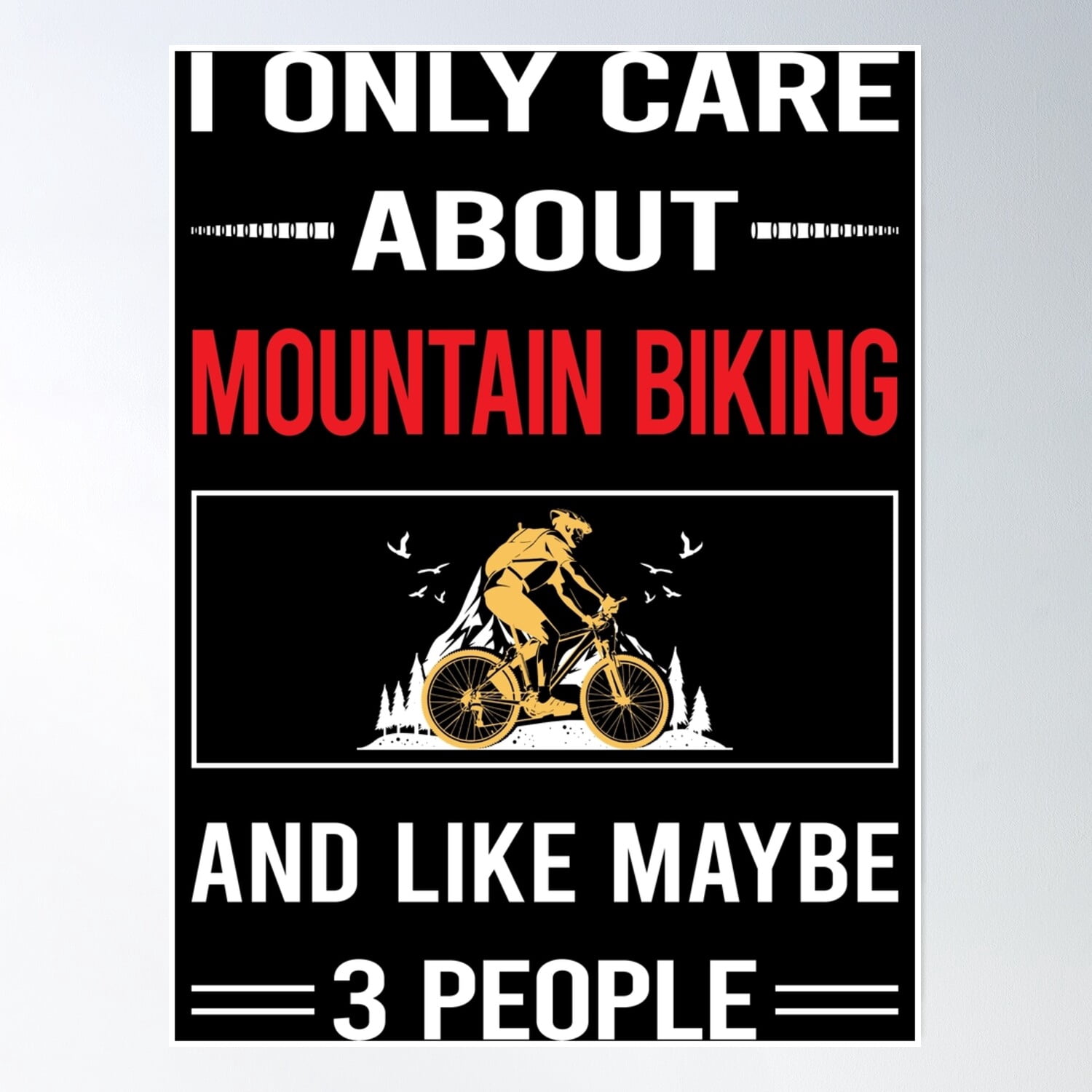 Funny 3 People Mountain Biking Mtb Poster Wall Art, Modern Wall Decor ...