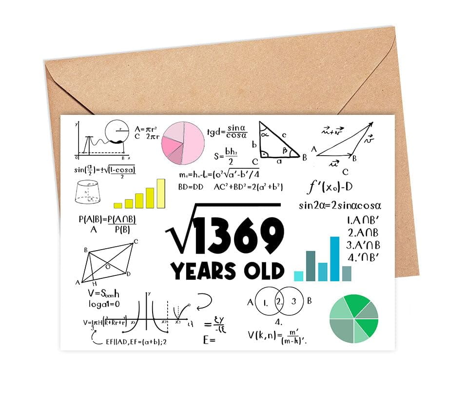 Funny 37Th Birthday Card - Square Root Birthday Card For Him Her - Math ...