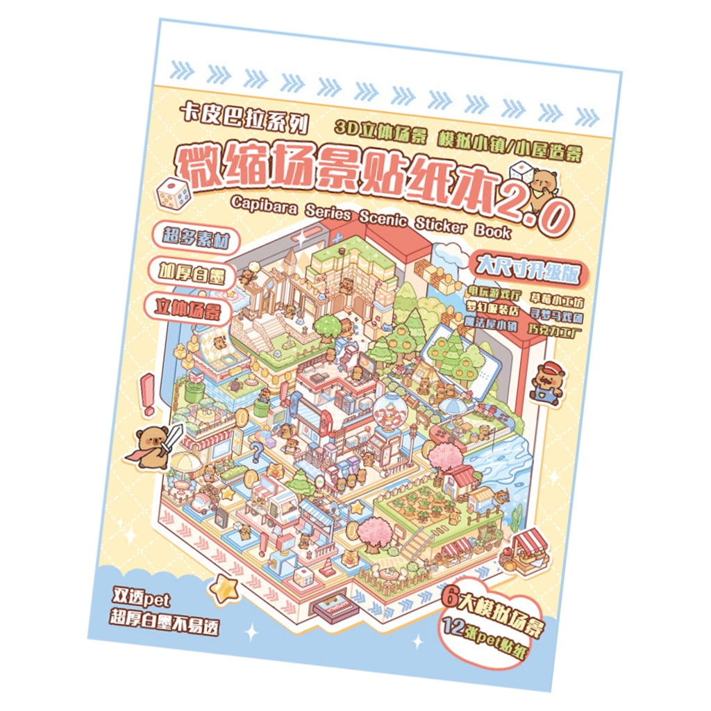 Funny 3D Scene Sticker Miniature Simulated Cabin Scene Sticker Cartoon ...