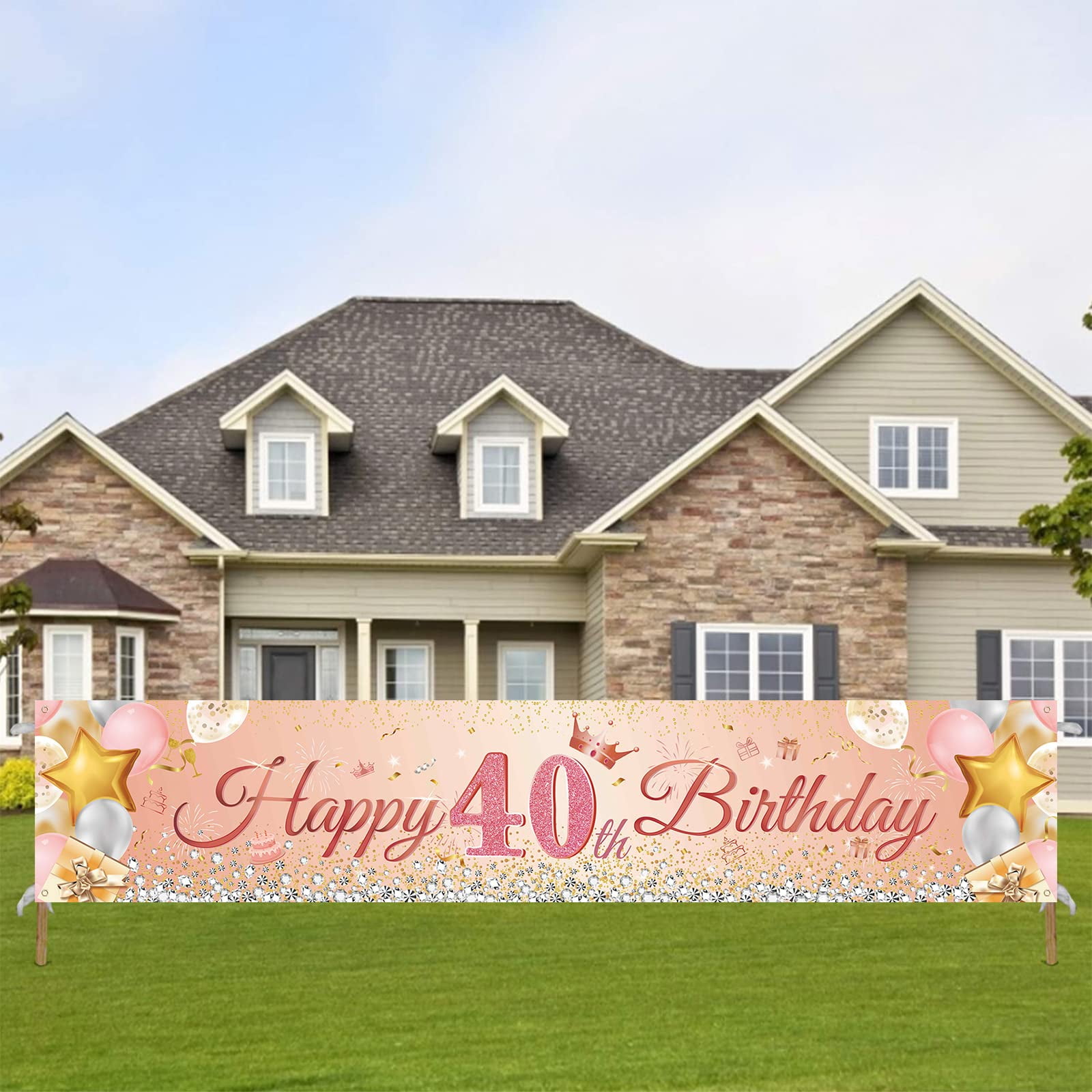 Funny 40th Birthday Banner Lordy Lordy Look Who's Forty Yard Sign Black ...