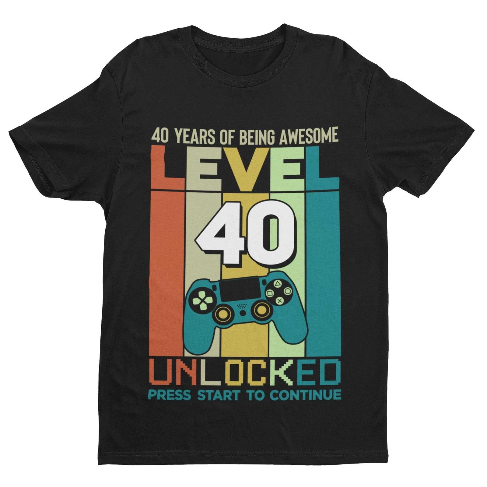 Funny 40th Birthday T Shirt Level 40 Unlocked Gaming Theme Gamer Gift ...