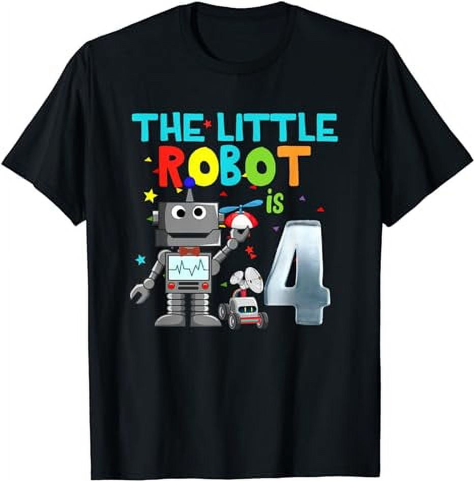 Funny 4th Birthday Shirts Robot Shirt 4 Year Old Birthday T-Shirt ...