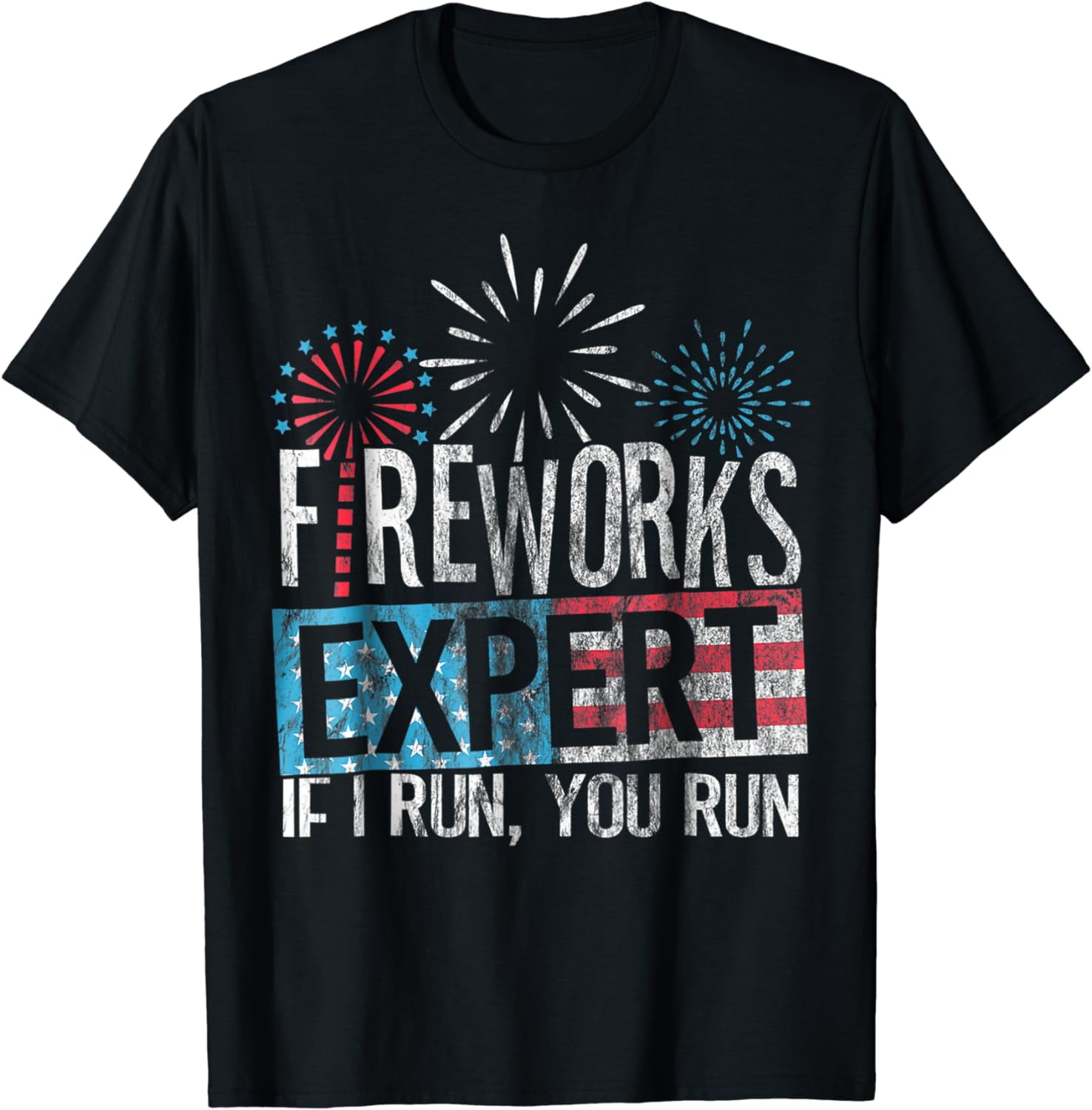 Funny 4th July Tee Firework Expert Run Vintage Plus Size T-Shirt ...