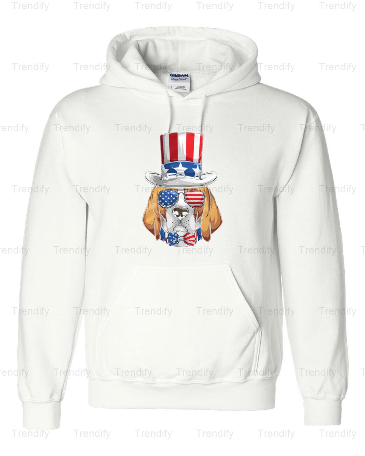 Funny 4th of July Beagle Dog with USA Flag Hat Graphic Hoodie M3080050 ...