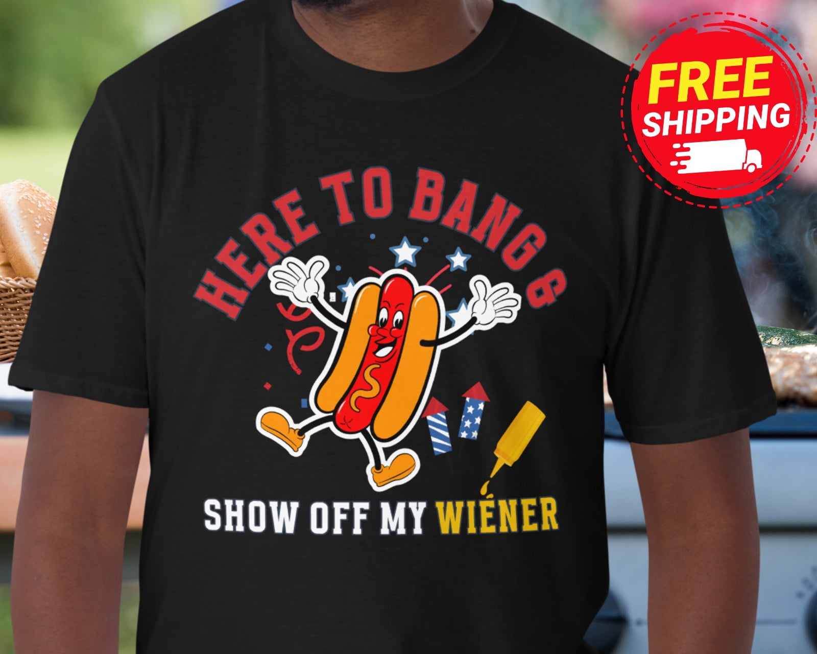 Funny 4th of July Shirt Fireworks Here to Bang and Show Off My Wiener ...