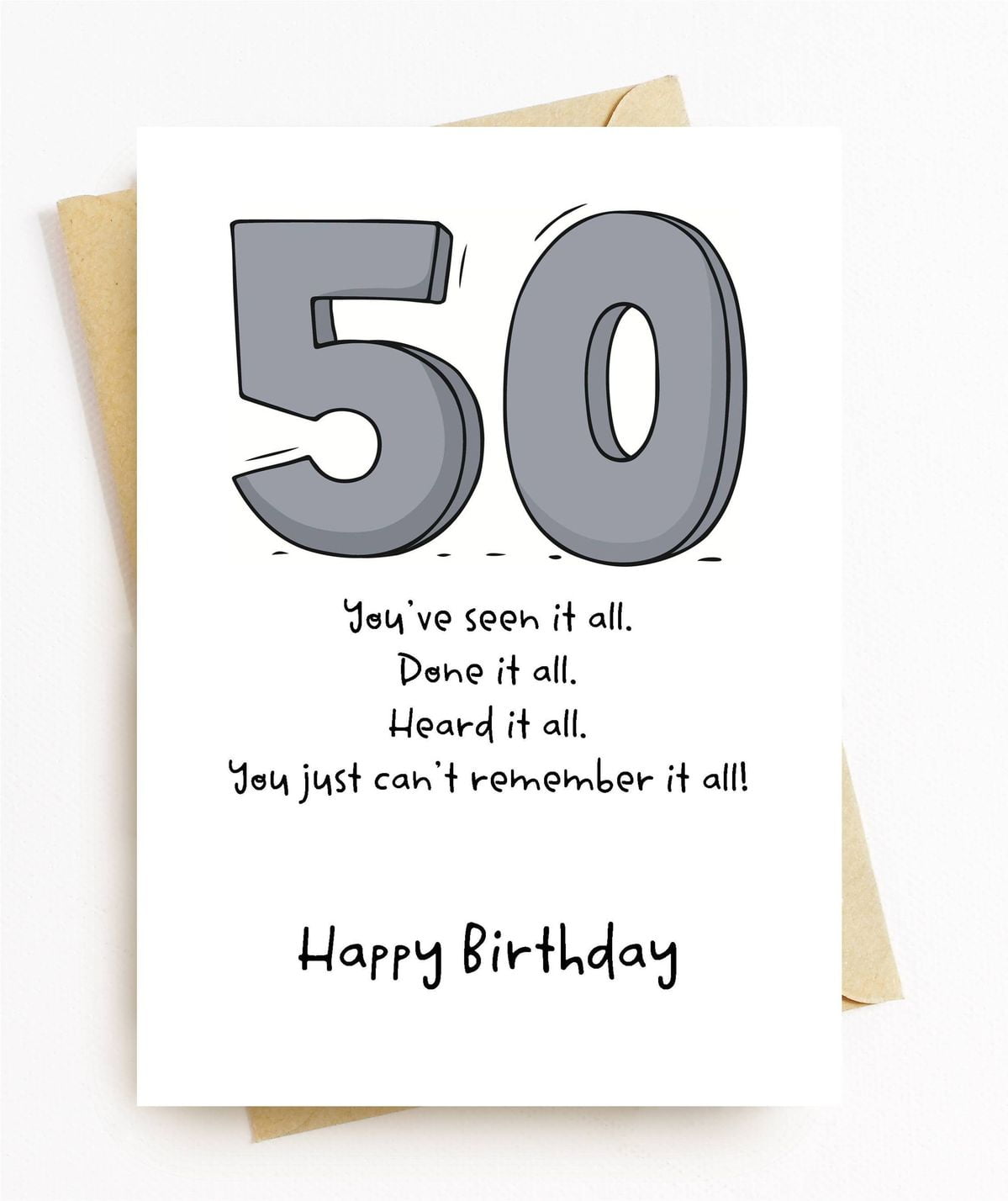 Funny 50th Birthday Card – Humor for Aging, Blank Inside for Personal ...