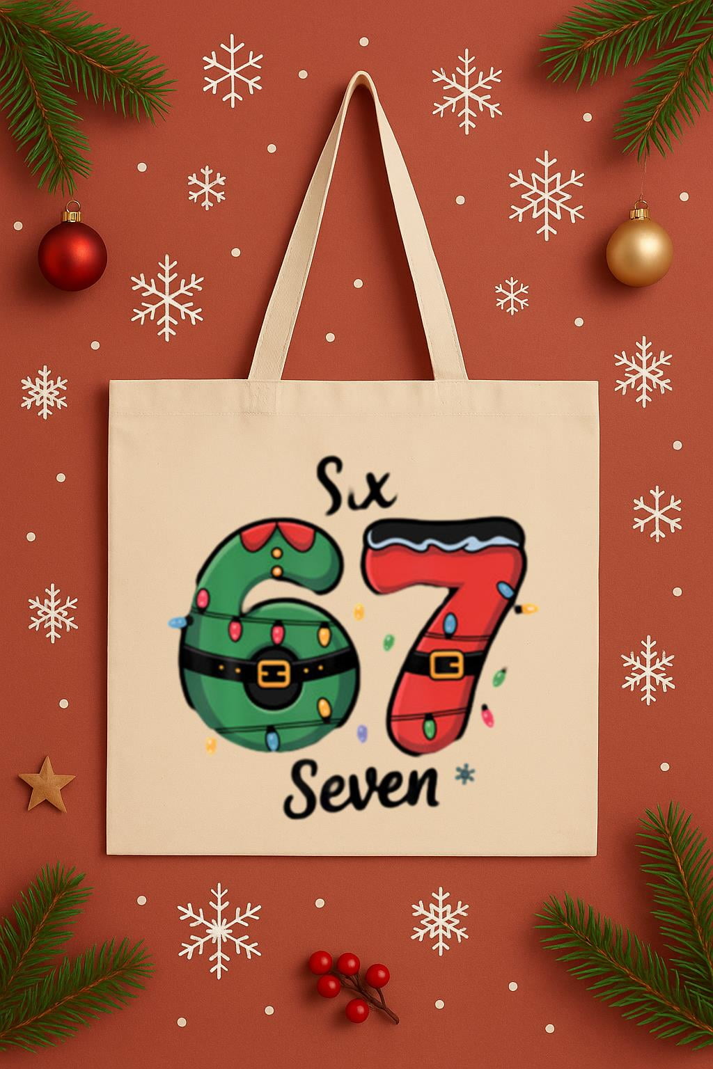 Funny 6 7 Christmas Elf Father Tote Bag Belt Viral Meme Holiday Trend ...