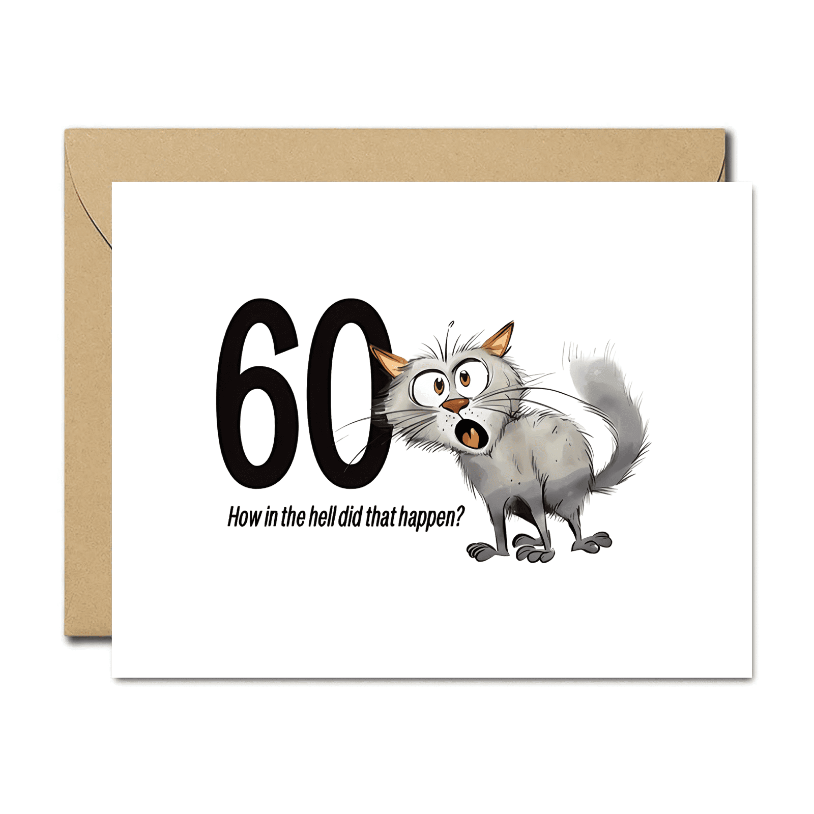 Funny 60th Birthday Card – “How in the hell did that happen?” Cat ...
