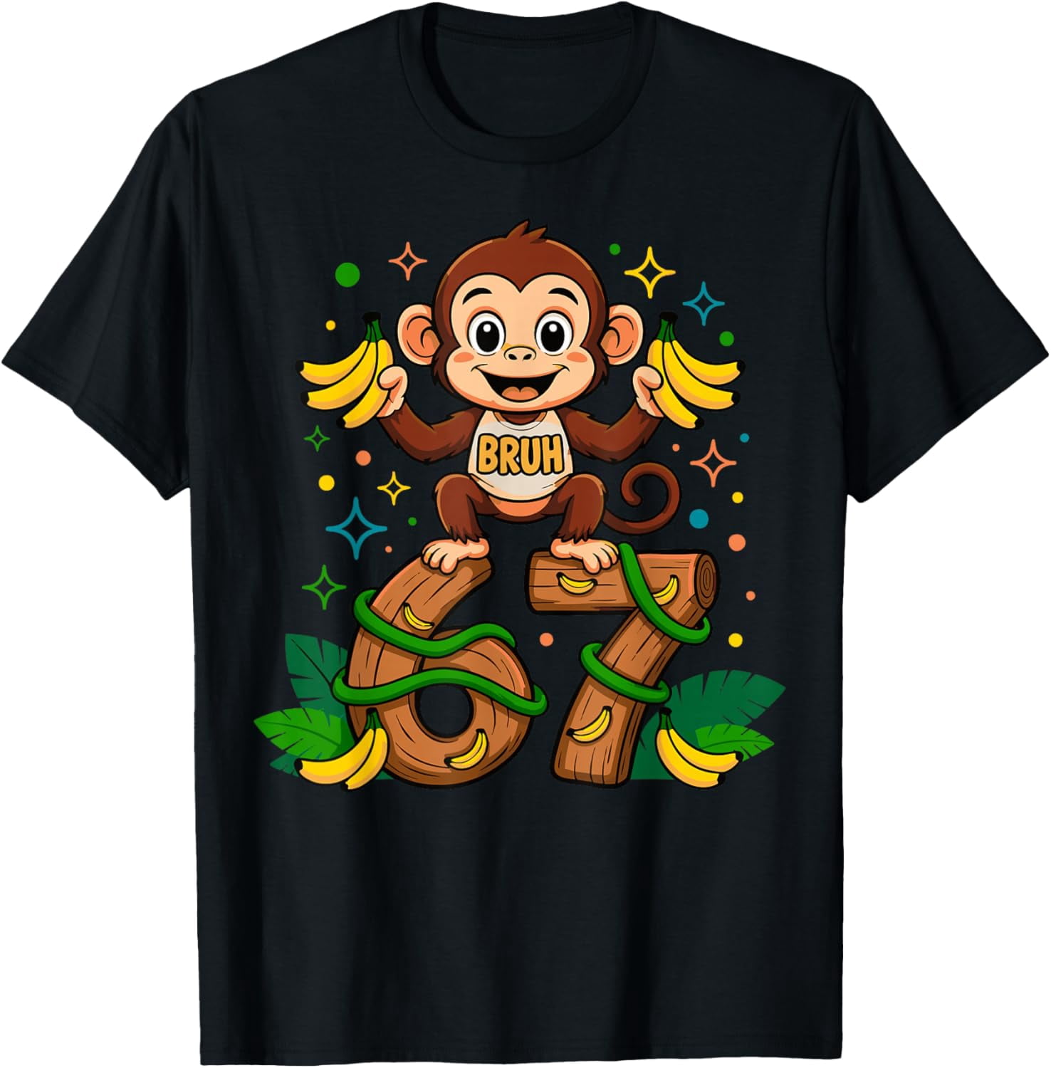 Funny 67 Banana Monkey Bruh Meme Drip for Adult Students Adult T-shirt ...