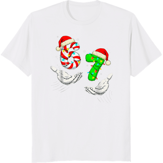Funny 67 Christmas Meme Gen Alpha Slang 6 7 Hands T-Shirt ,Full Sizes S ...