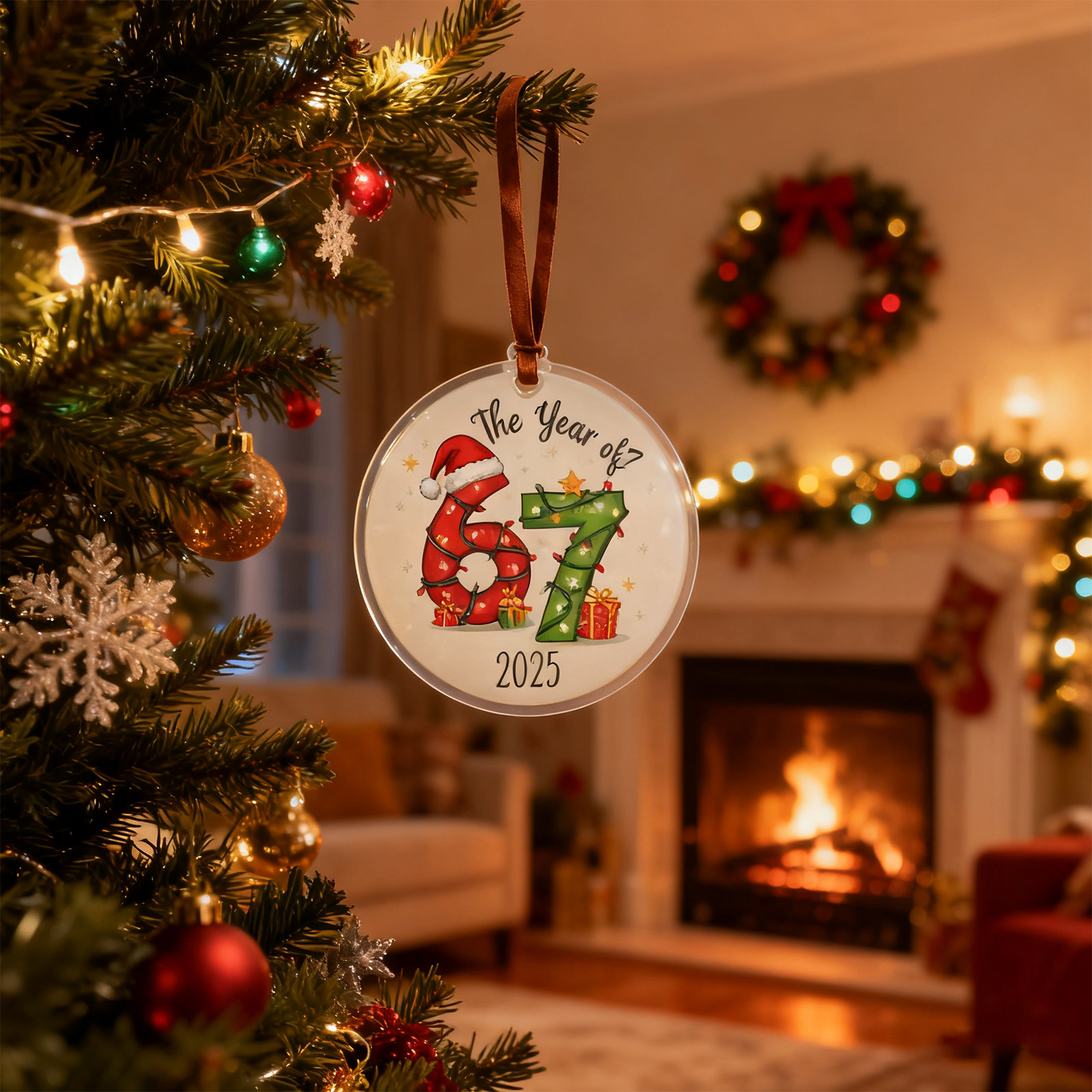 Funny 67 Christmas Ornament for Xmas Tree 2026 - Popular Six Seven Meme ...
