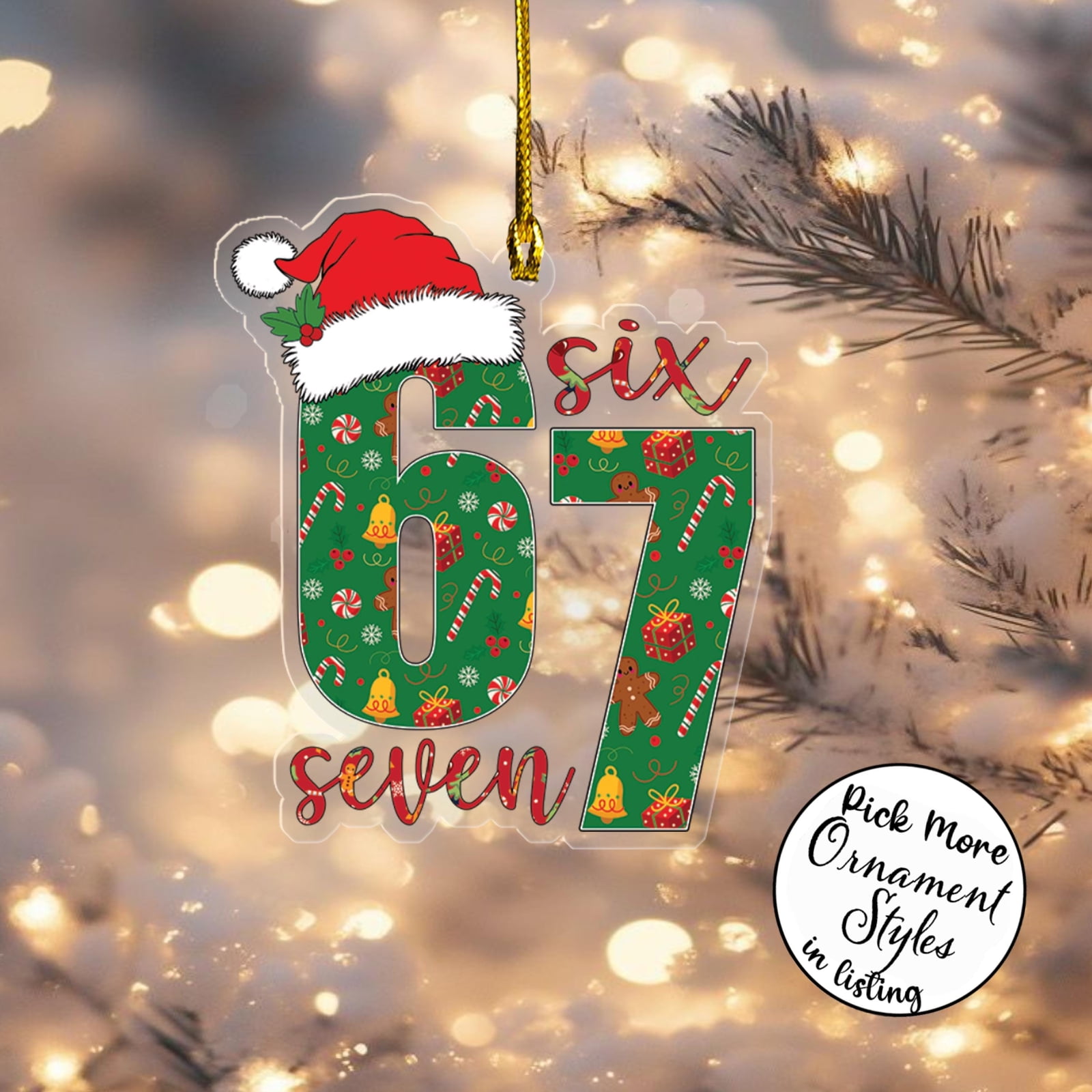 Funny 67 Christmas Ornament for Xmas Tree 2026 - Popular Six Seven Meme ...