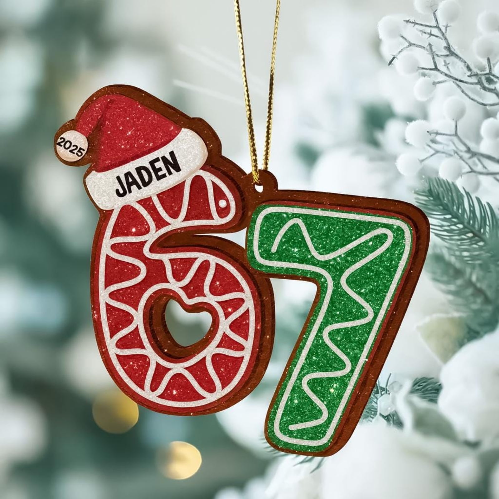 Funny 67 Christmas Ornament for Xmas Tree 2026 - Popular Six Seven Meme ...