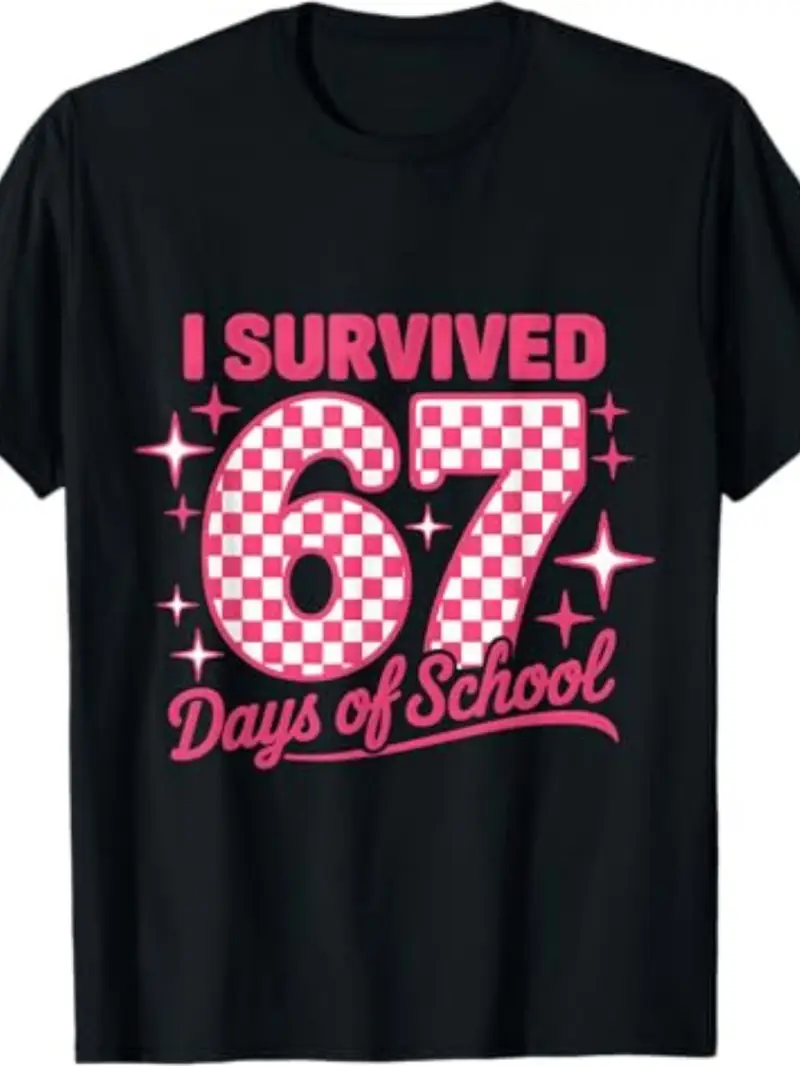 Funny 67 Days of School Milestone Checkerboard Print Unisex Short ...