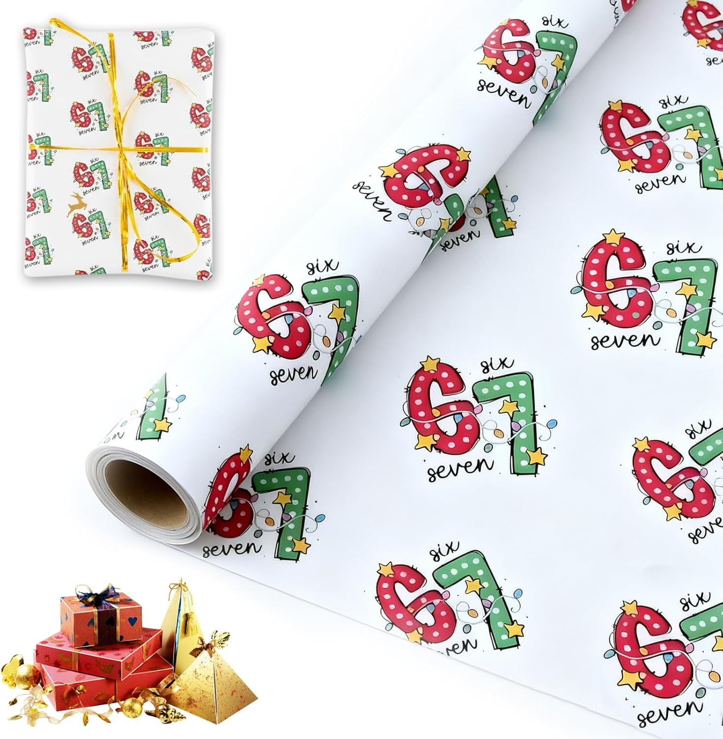 Funny 67 Edition Wrapping Paper – Meme Gift Wrap for Christmas, Secret ...