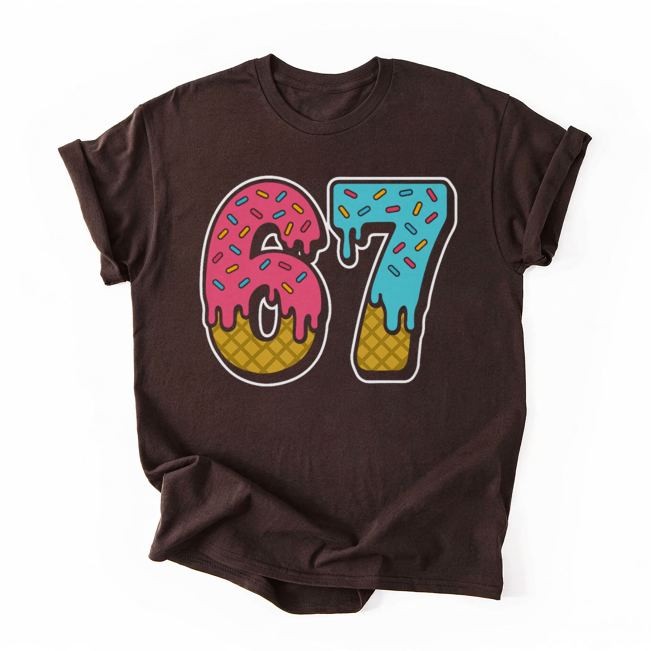 Funny 67 Ice Cream Drip Meme Six Seven Gen Alpha Slang T-Shirt ...