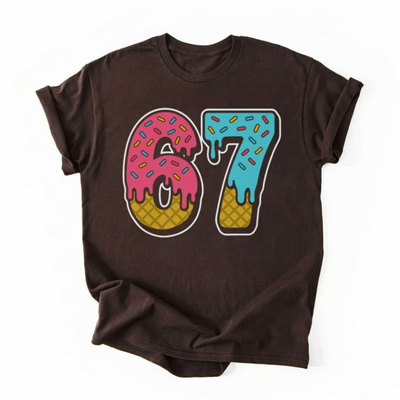 Funny 67 Ice Cream Drip Meme Six Seven Gen Alpha Slang T-Shirt ...