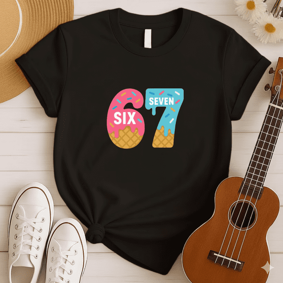Funny 67 Ice Cream Meme Gen Alpha Trend Humor Quote Unisex T-Shirt, up ...