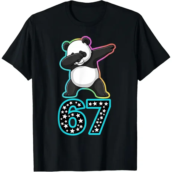 Funny 67 Meme Dabbing Panda Rainbow Gen Z Six Seven T-Shirt - Walmart.com