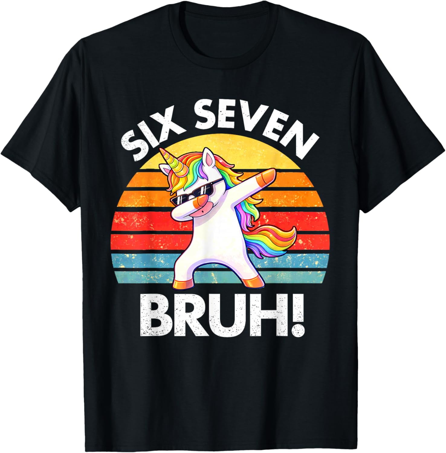 Funny 67 Meme Dabbing Unicorn Six Seven 6 7 adult T-Shirt - Walmart.com