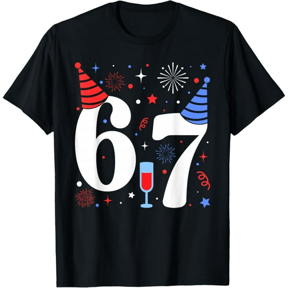 Funny 67 Meme New Year 2026 Party Eve Humor Brainrot Slang T-Shirt ...