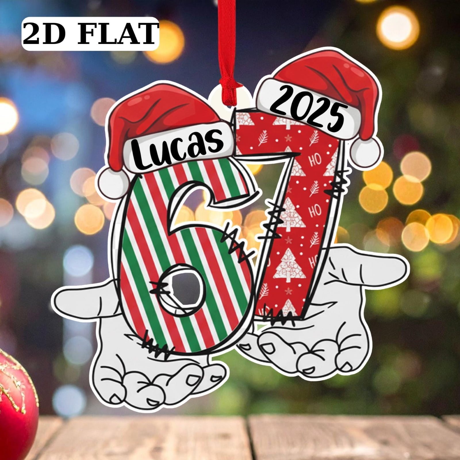 Funny 67 Meme Ornament for Christmas Tree 2026 - Popular Six Seven ...