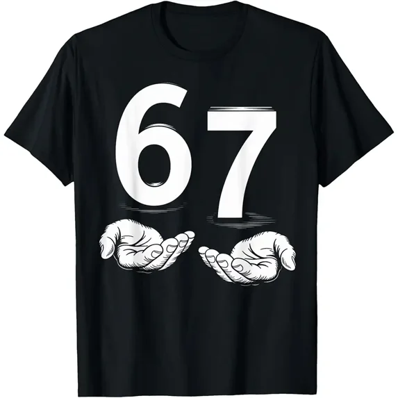 Funny 67 Number Hand Gesture Unisex Short Sleeve Graphic Tee - Walmart.com