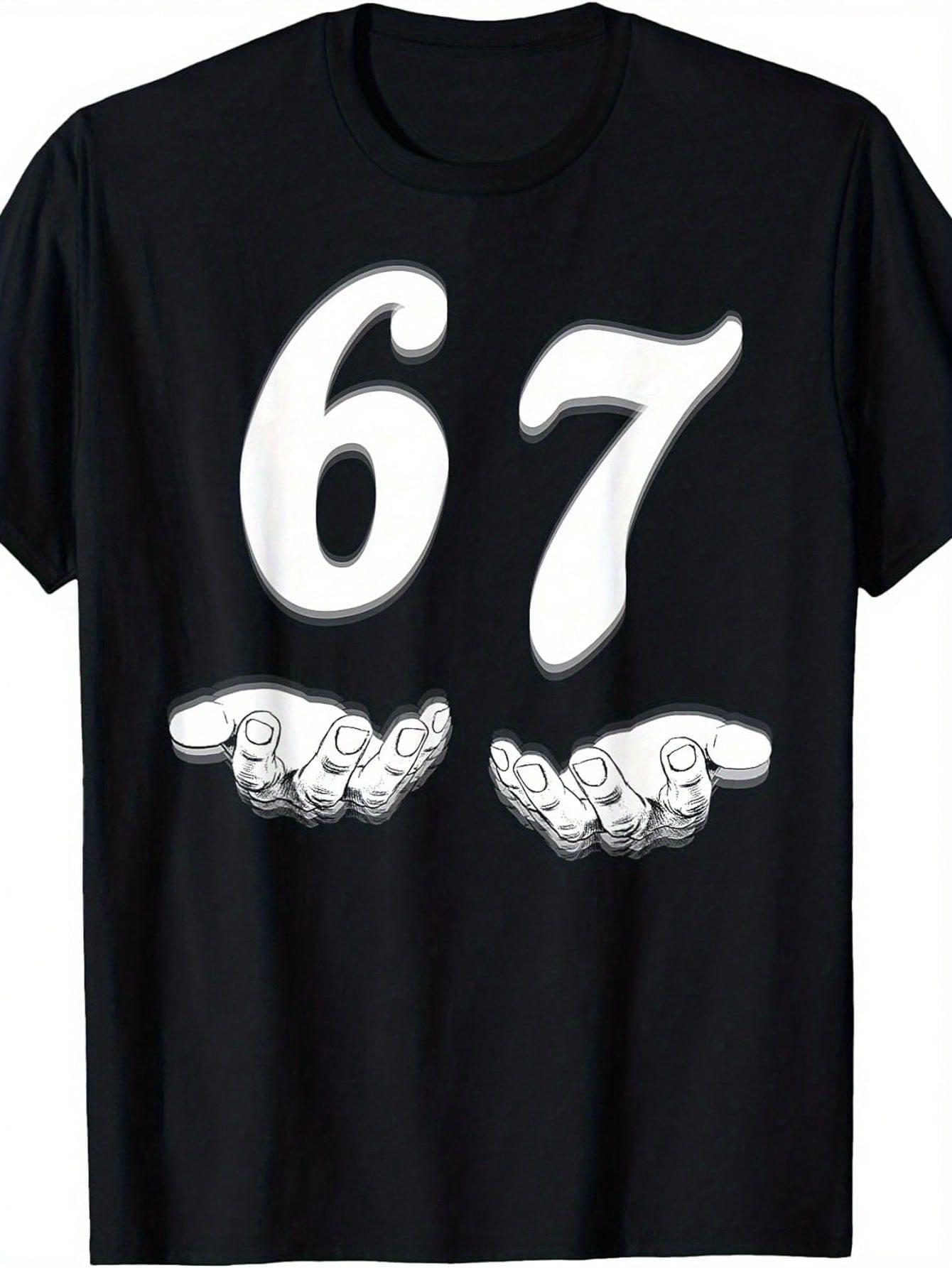 Funny 67 Number Hands Graphic Unisex Birthday Short Sleeve Casual T ...