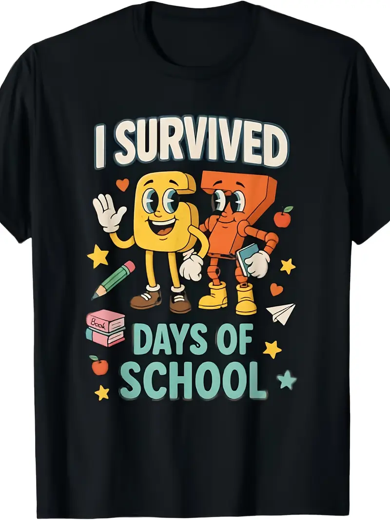 Funny 67 School Days Milestone Retro Graphic T-Shirt for Teachers ...