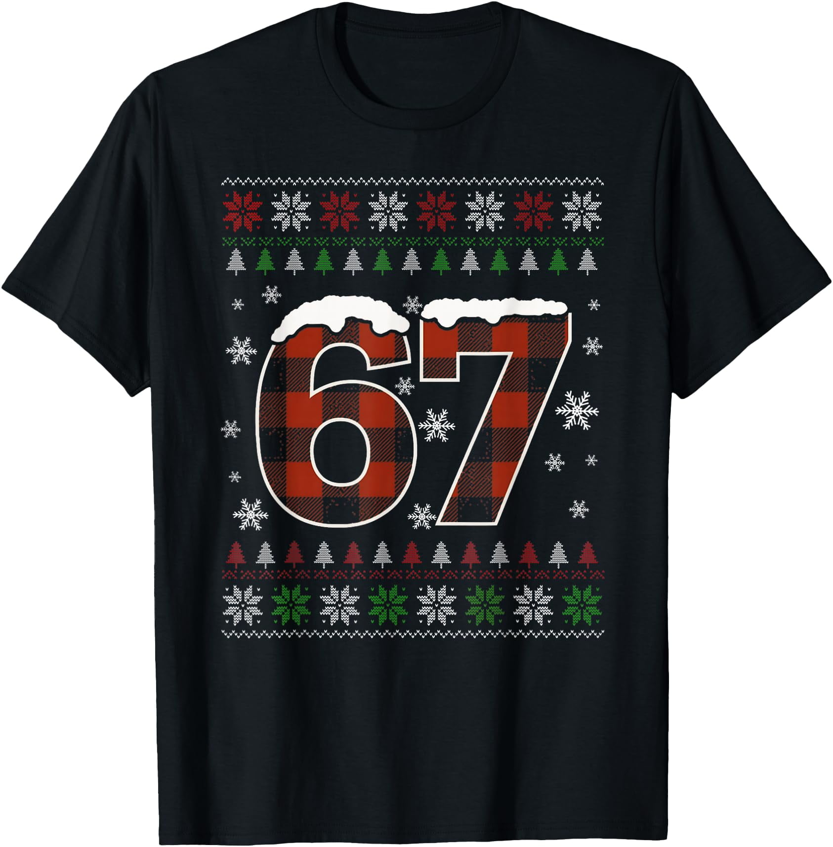 Funny 67 Six Seven Meme Brainrot Cringe Christmas Pajamas T-Shirt ...