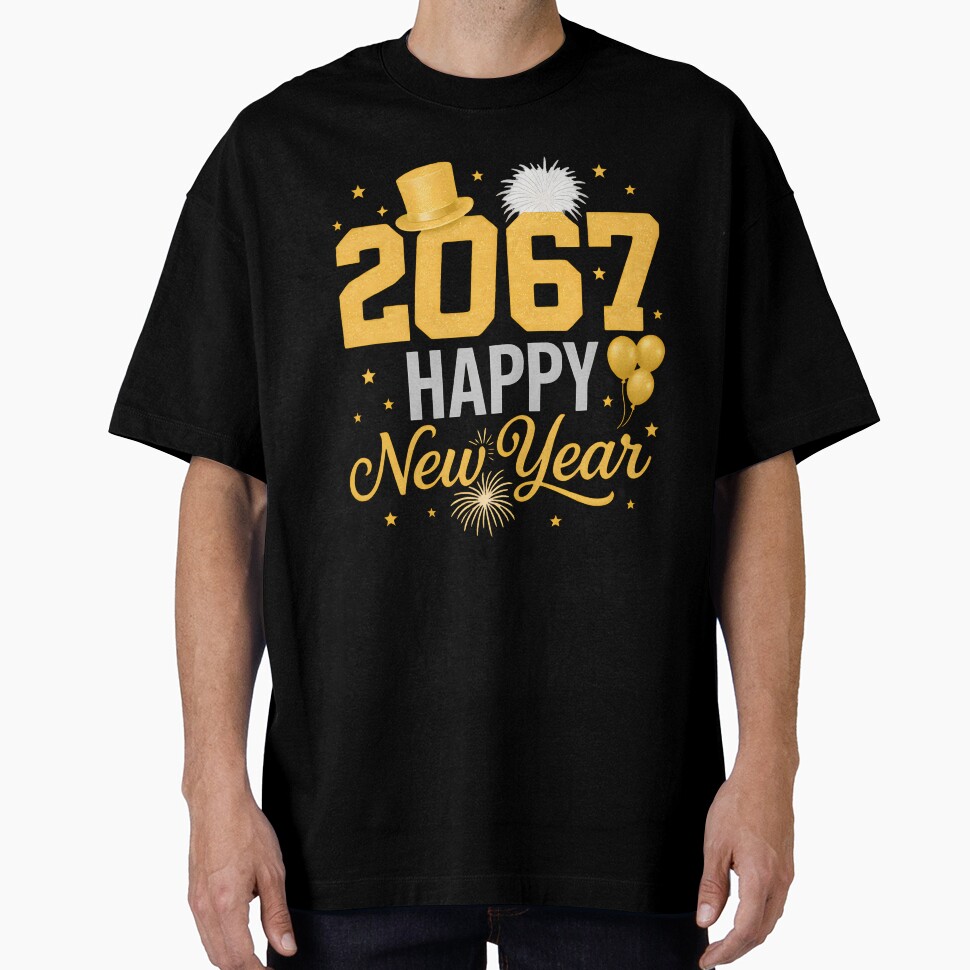 Funny 67 Six Seven Meme Happy New Year 2067 Eve Party Art Top Unisex T ...