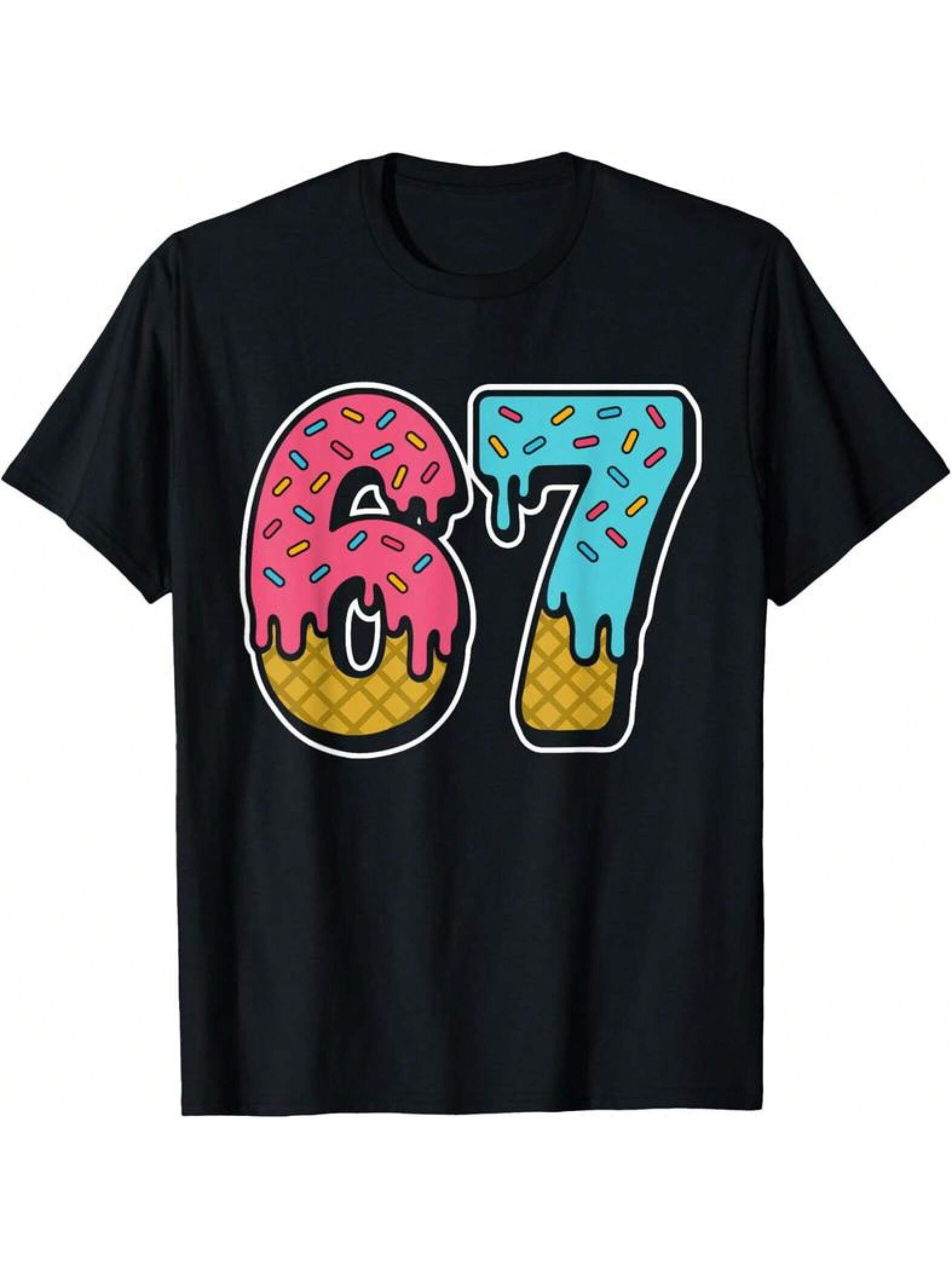 Funny 67th Birthday Donut Drip Ice Cream Graphic for Unisex Short ...