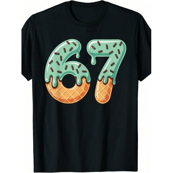 Funny 67th Birthday Ice Cream Donut Graphic T-Shirt for Men Women ...