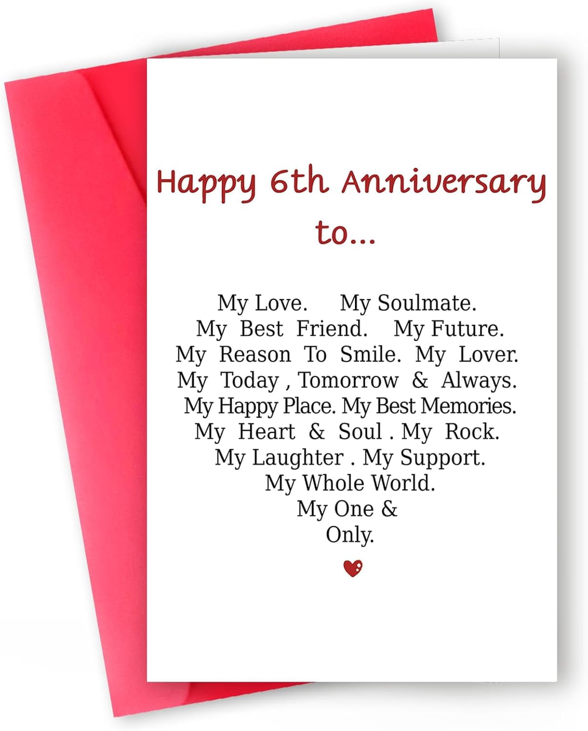 Funny 6th Anniversary Card For Men Women, Sweet 6 Year Wedding ...